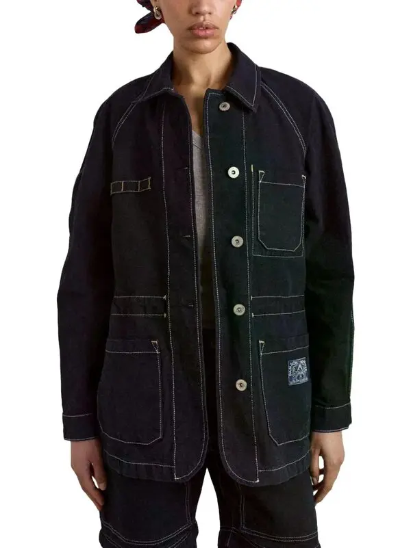 DAMSON MADDER Julia Contrast-stitch Denim Jacket - Blue