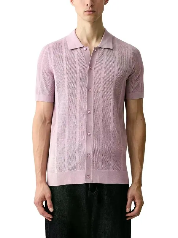 Karl Lagerfeld Pointelle-knit Button-down Shirt - Pink