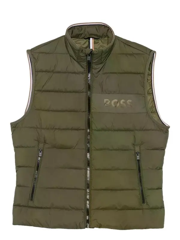 BOSS Quilted Logo-print Gilet - Green