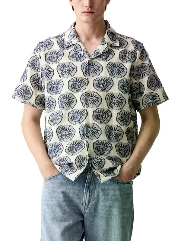 LES DEUX Dahlia Floral-pattern Short-sleeved Shirt - Neutrals