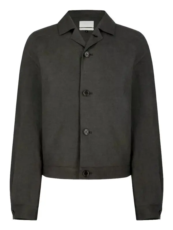 AMOMENTO Cropped Linen Jacket - Grey