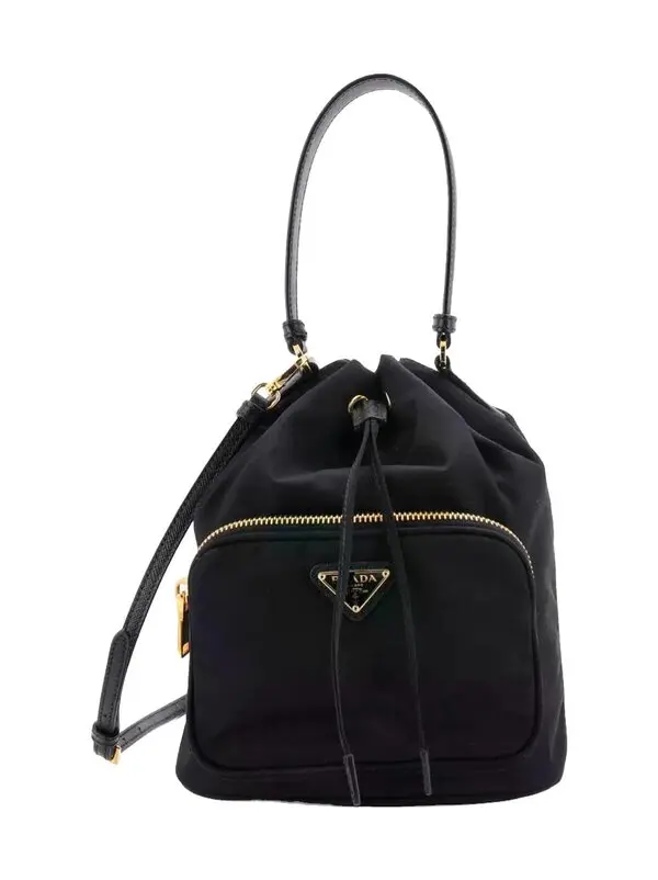 Prada Drawstring Tessuto Small Bucket Bag - Black