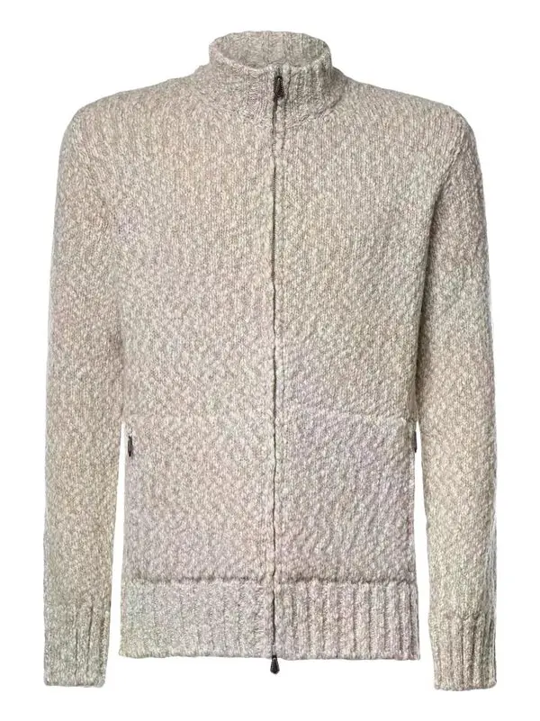 Eleventy Zip-up Chunky Knit Sweater - Neutrals
