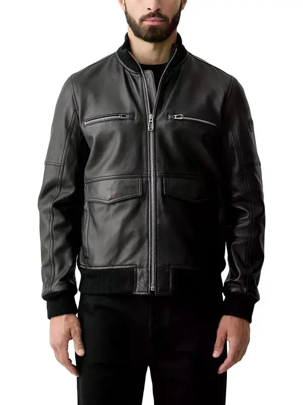 JOOP! Calf Leather Bomber Jacket - Black