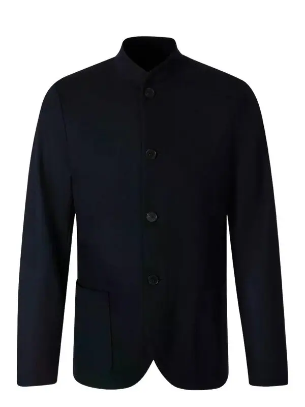 Harris Wharf London Mandarin Collar Button-up Jacket - Blue