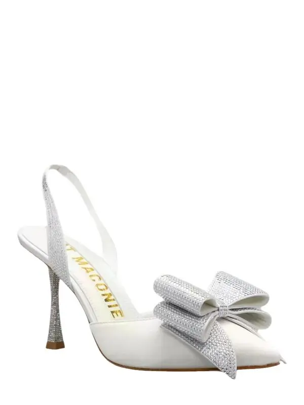 KAT MACONIE Embellished Bow Slingback Pumps - White
