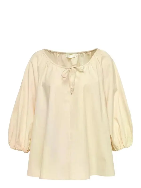 CLUB21 Tumbled-finish Flared Blouse - Neutrals