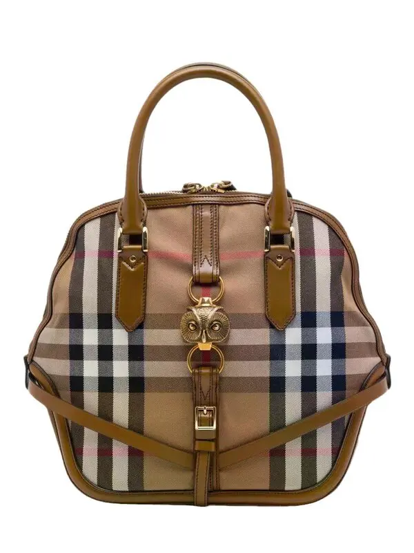 Burberry 2000-2017 Medium House Check Canvas Bridle Owl Orchard Handbag - Brown