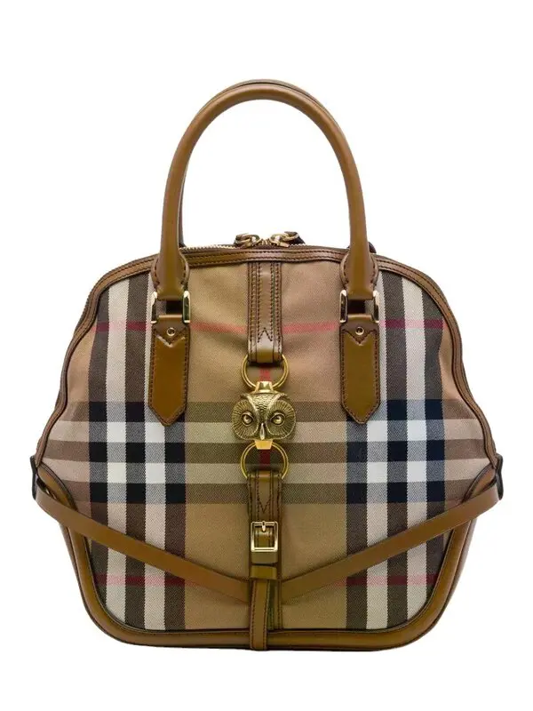 Burberry Medium House Check Canvas Bridle Orchard Handbag - Brown