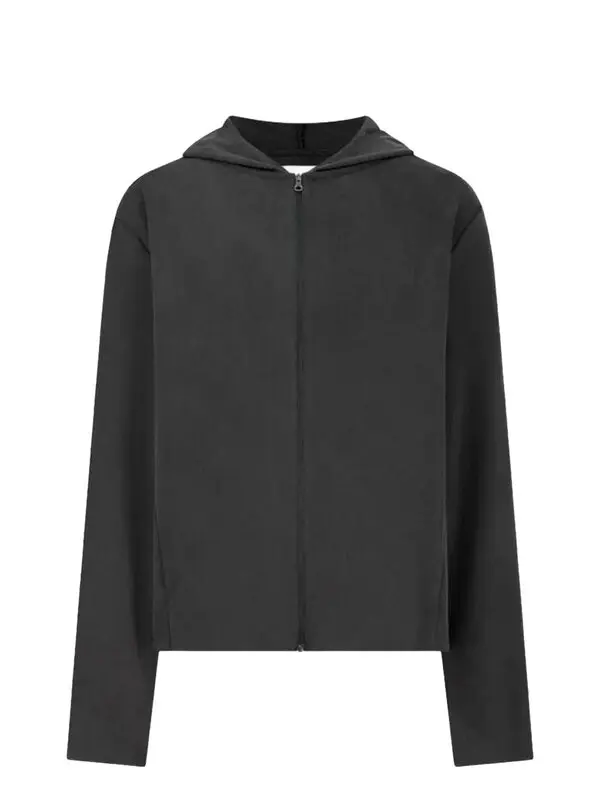 AMOMENTO Zip-up Jersey Hoodie - Grey