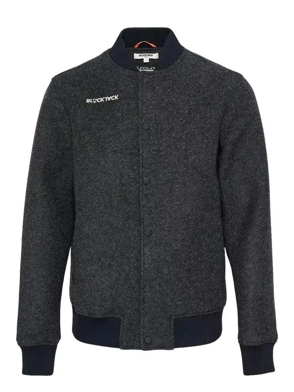 BLACKJACK Logo Embroidered Varsity Jacket - Grey