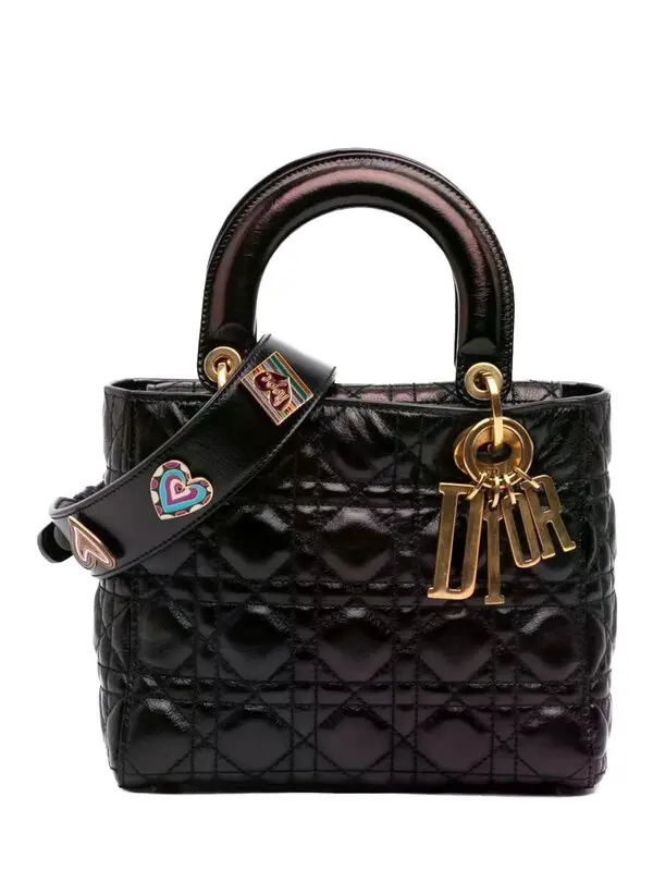 Dior Small Patent Cannage Lady Satchel - Black