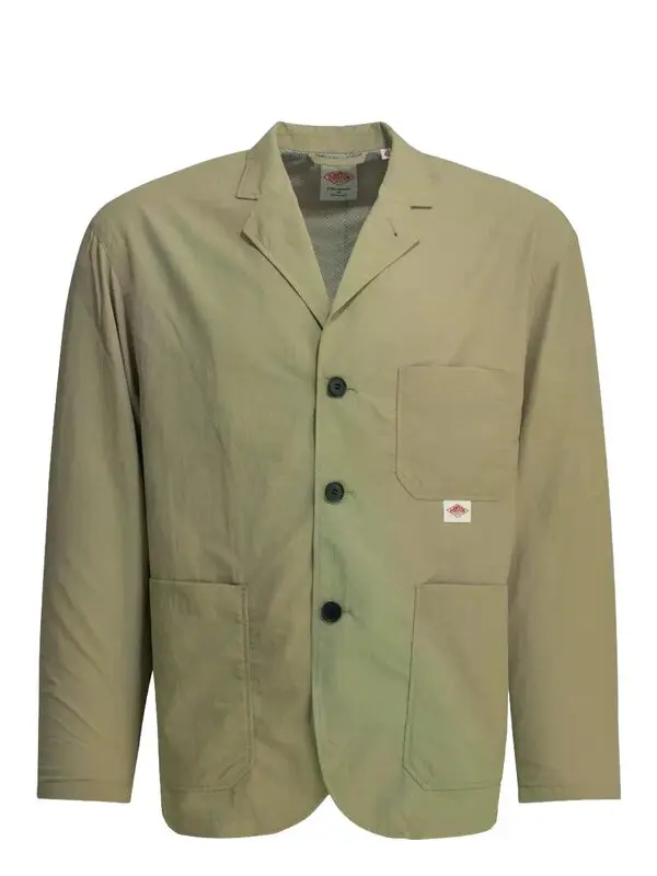 DANTON Notched Lapel Jacket With Logo Patch - Neutrals