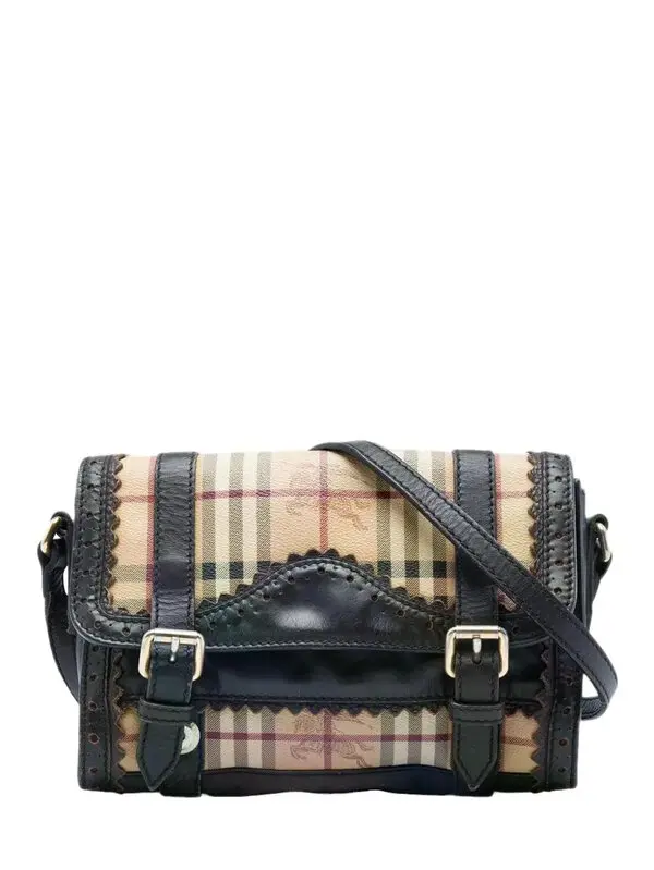 Burberry 2000-2017 Haymarket Check Coated Canvas Brogues Doyle Crossbody Bag - Neutrals