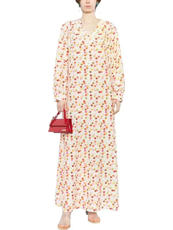 BAMBAH Polka-dot Brushstroke-print V-neck Maxi Dress - Red