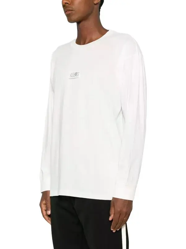 MAISON MARGIELA Logo-patch Long-sleeve T-shirt - White