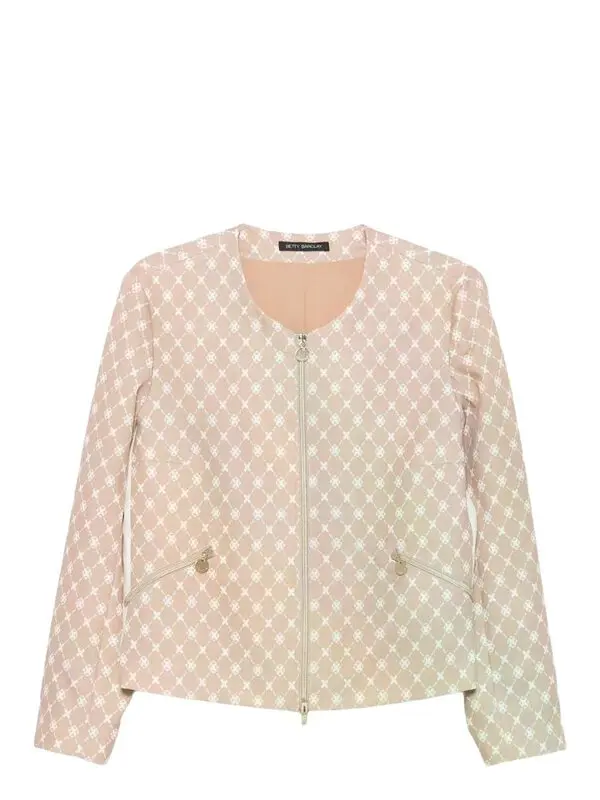 BETTY BARCLAY Geometric Print Zip-up Jacket - Neutrals