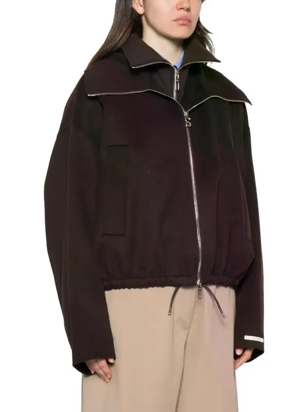Sportmax Layered-collar Elasticated-hem Jacket - Brown