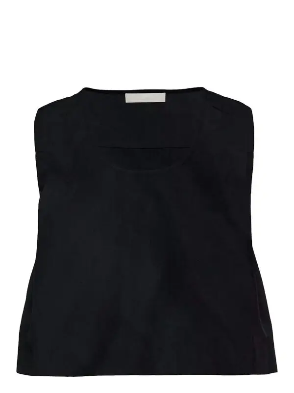 CLUB21 Canvas Cropped Scoop Neck Top - Black