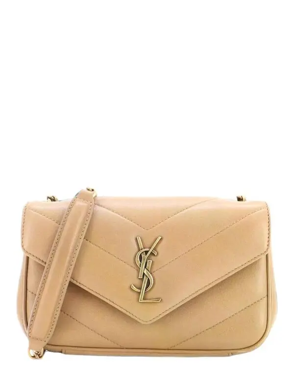 Saint Laurent Loulou Nm Matelasse Chevron Leather Mini Shoulder Bag - Brown
