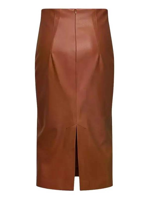 BLANCA VITA High-rise Back-slit Midi Skirt - Brown