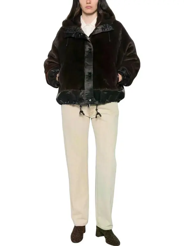 VALENTINI 1972 Hooded Zip-fastening Jacket With Satin Finish - Brown