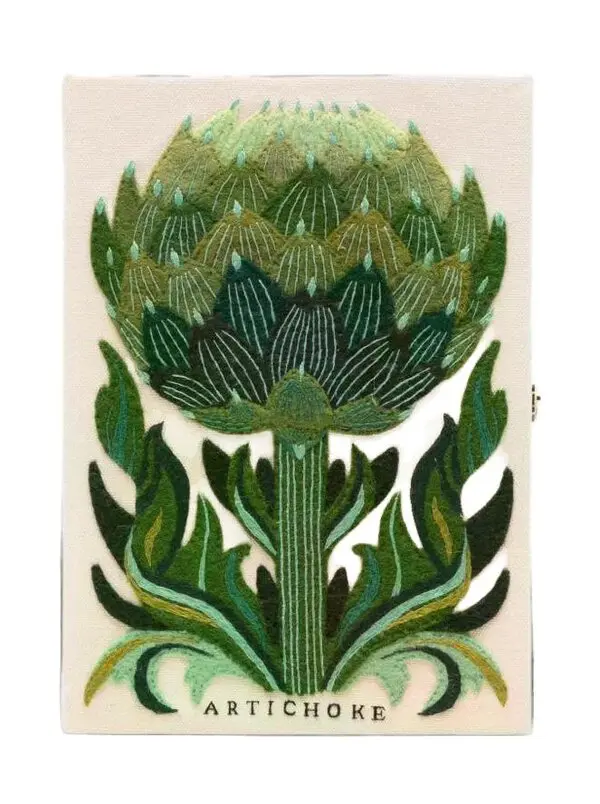 OLYMPIA LE-TAN Artichoke Embroidered Clutch Bag - Neutrals