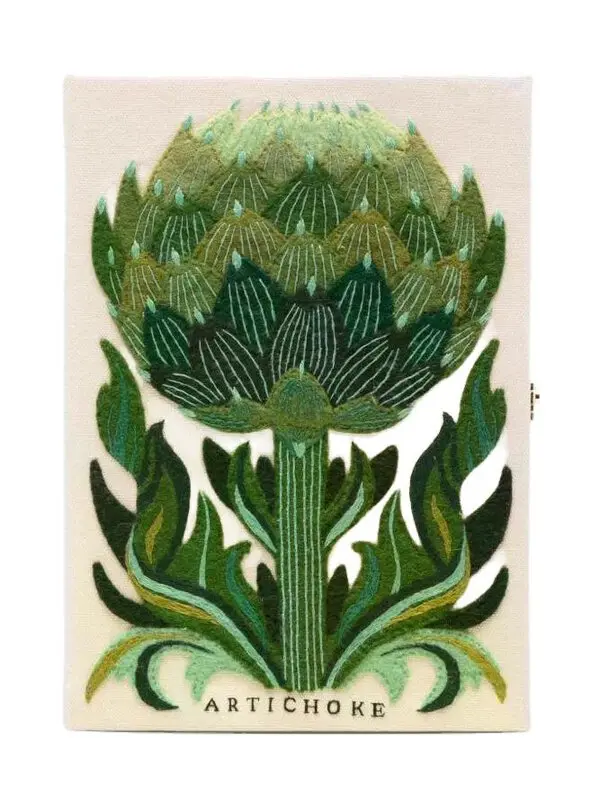 OLYMPIA LE-TAN Artichoke Embroidered Clutch Bag - Neutrals