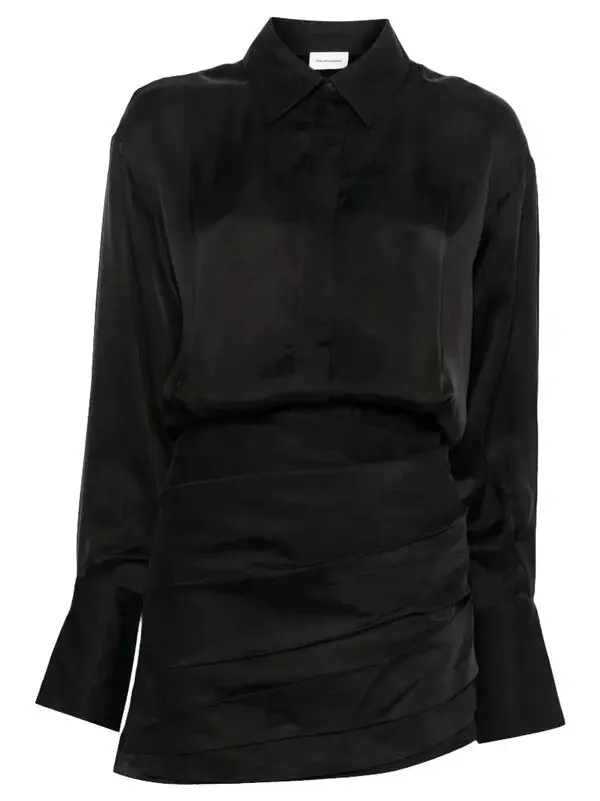 Andamane Andrea Ruched-detail Long-sleeve Mini Dress - Black