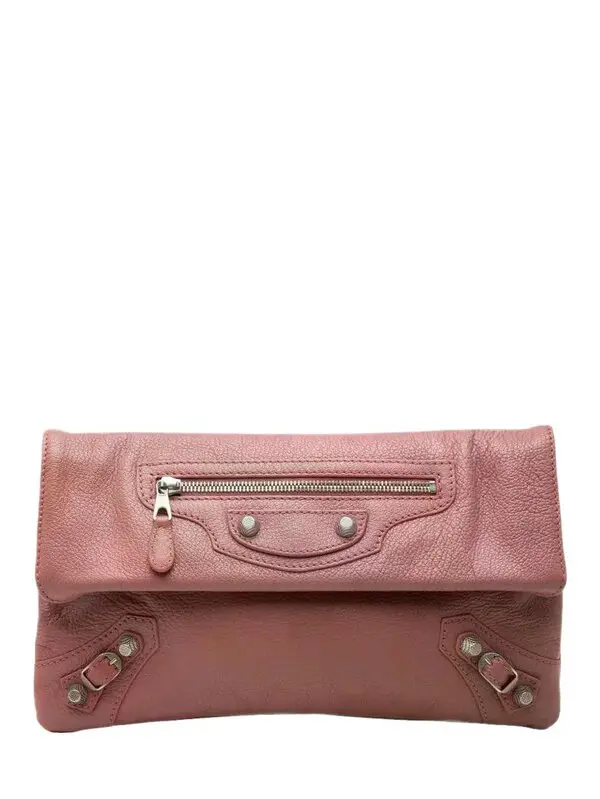 Balenciaga Grained Calfskin Motocross Giant 21 Envelope Clutch Bag - Pink