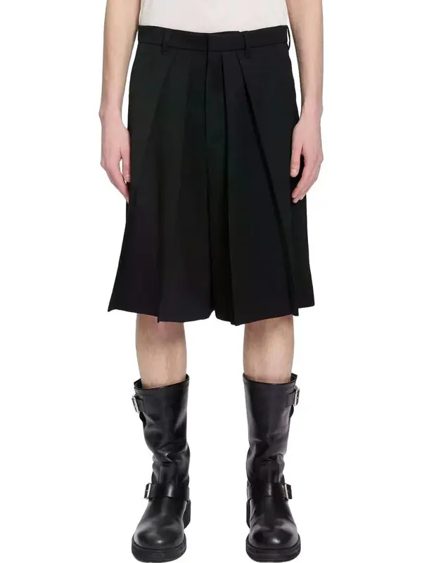ANN DEMEULEMEESTER Pleated Wide-leg Bermuda Shorts - Black