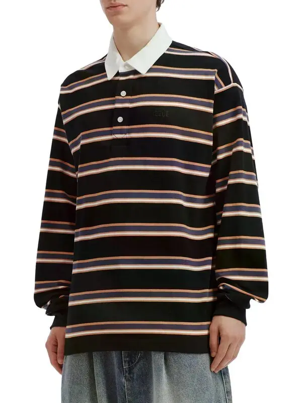 Izzue Striped Long-sleeve Polo Shirt - Black