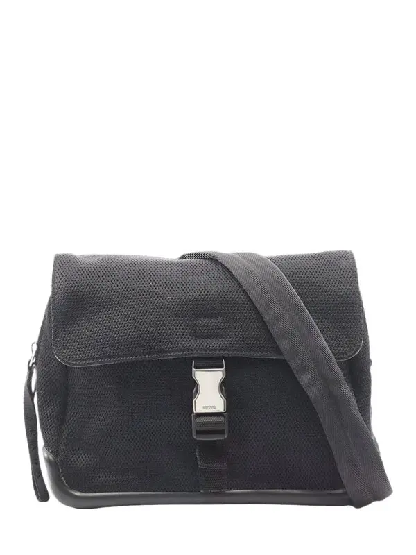 Prada Mesh Buckle Messenger Bag - Black