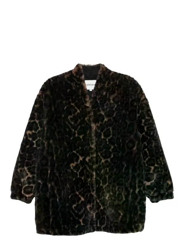 Apparis Jane Leopard Print Faux Fur Coat - Brown