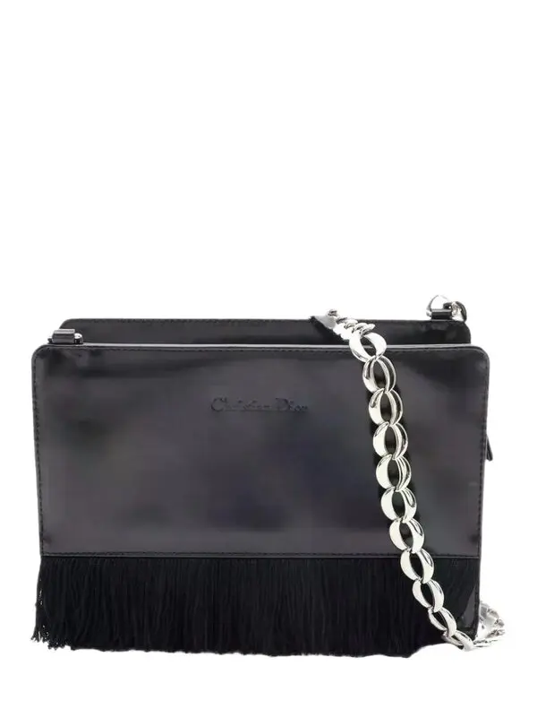 Dior Leather Fringe Chain Crossbody Bag - Black