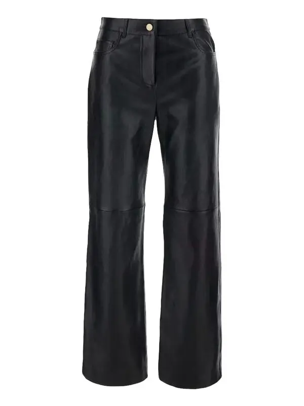 Max Mara Lambskin Wide-leg Trousers - Black