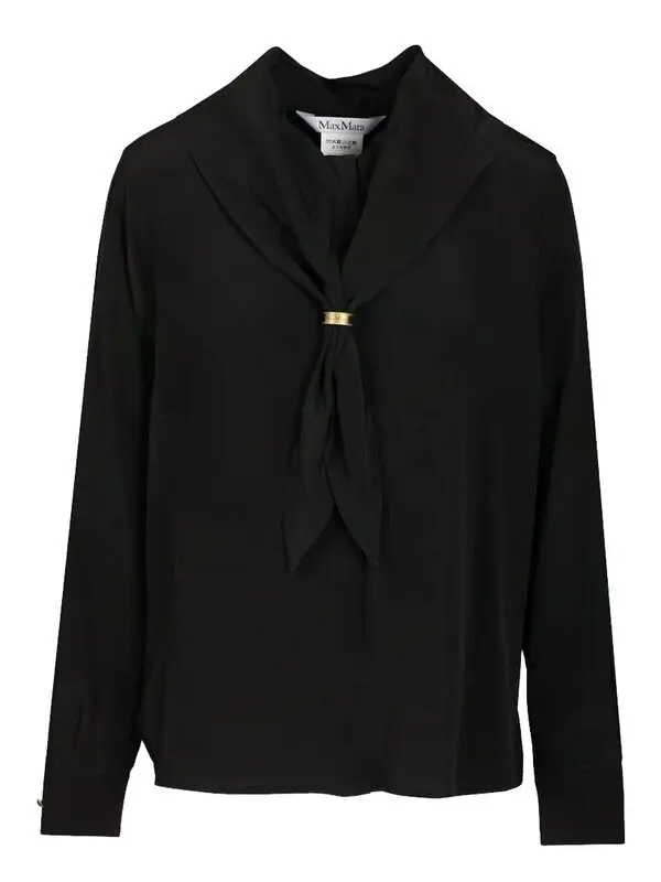 Max Mara Silk Scarf Detail Shirt - Black