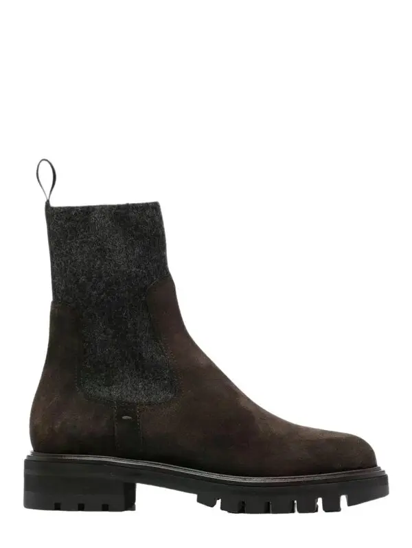 HENDERSON BARACCO Suede Panelled Boots - Brown