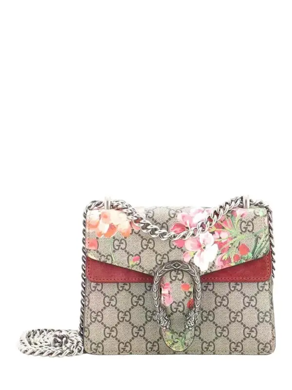 Gucci Dionysus Bag Blooms Print Gg Coated Canvas Mini Shoulder Bag - Brown