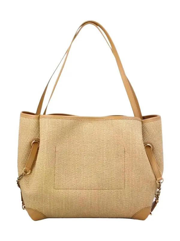 Chloé Clover Double Carry Bag In Raffia-effect Fibres - Brown