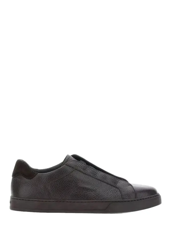 DOUCAL'S Grainy Leather Sneakers - Brown