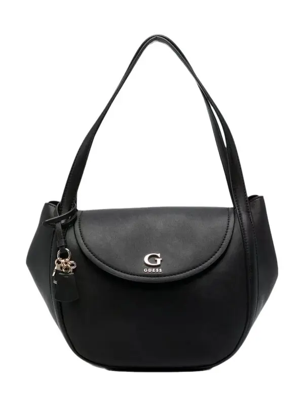 Guess Coleen Logo-plaque Leather Shoulder Bag - Black