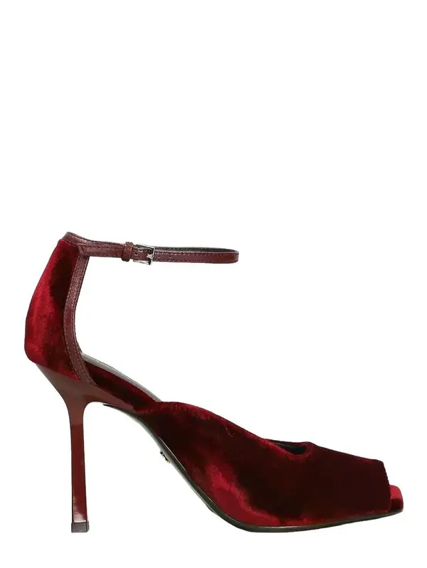 Lola Cruz Velvet Open-toe Stiletto Sandals - Red