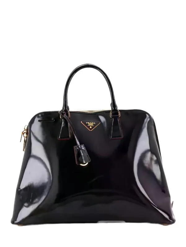 Prada Promenade Bag Spazzolato Leather Large Satchel - Black