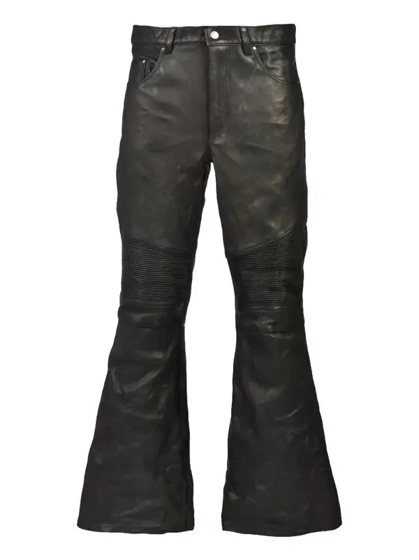 FILTH Panelled Leather Flared Trousers - Black