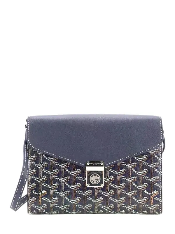 Goyard Chypre Wallet On Strap Coated Canvas With Leather Crossbody Bag - Blue