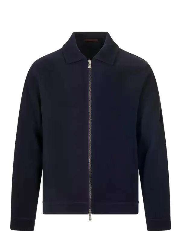 Fedeli Zip-up Collared Jacket - Blue