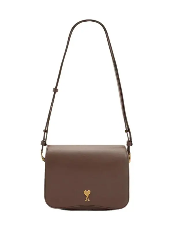 AMI Paris Cowhide Leather Paris Paris Bag - Brown