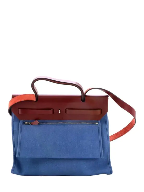 Hermès Herbag Zip Leather And Toile 31 Shoulder Bag - Blue
