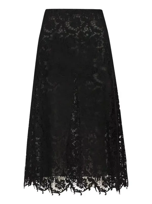 Fendi Macramé Lace Midi Skirt - Black